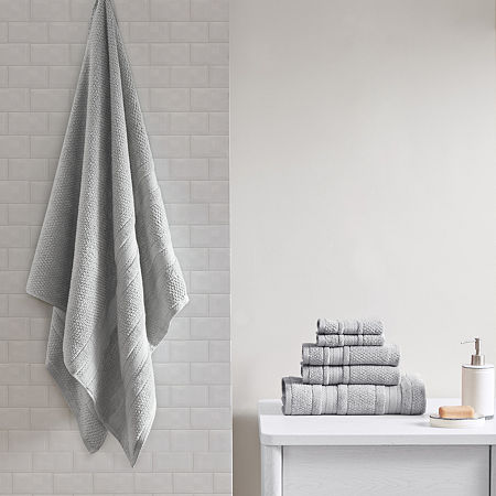 Madison Park Essentials Adrien Super-Soft Cotton 6-Pc. Bath Towel Set - Silver