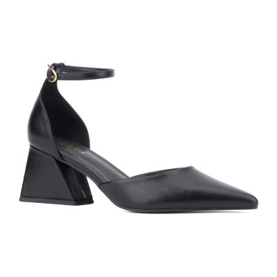 Torgeis Womens Vicki Pointed Closed Toe Block Heel Pumps, Color: Black ...