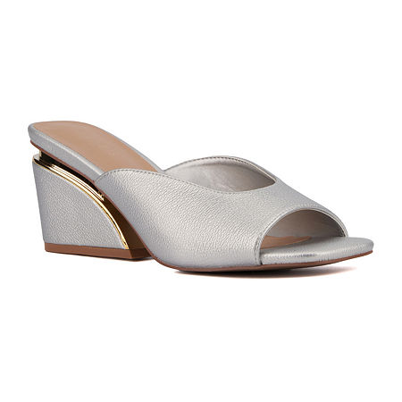 Click here for Womens Carissa Wedge Slide Sandal - Silver prices