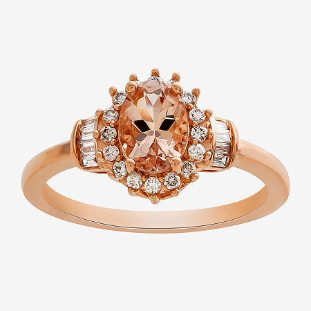 Click here for Gemstone & 1/4 C.T. T.W. Diamond 10K Gold Oval Hal... prices