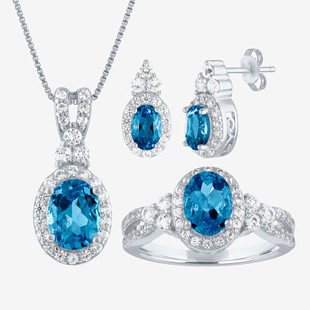 Click here for Womens Genuine Blue Topaz Sterling Silver 3-pc. Je... prices