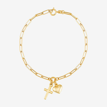 Click here for Gold Addiction Womens 14K Gold Cross Charm Bracele... prices