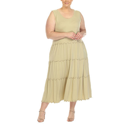 Click here for Plus Size White Mark Scoop Neck Tiered Midi Dress prices
