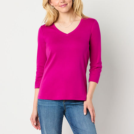 Click here for St. Johns Bay Womens V Neck 3/4 Sleeve T-Shirt  Sm... prices