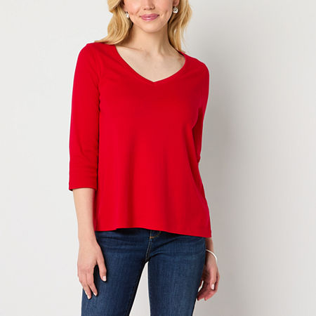 Click here for St. Johns Bay Womens Easy-on + Easy-off V Neck 3/4... prices