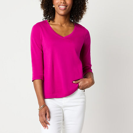 Click here for St. Johns Bay Womens Easy-on + Easy-off V Neck 3/4... prices