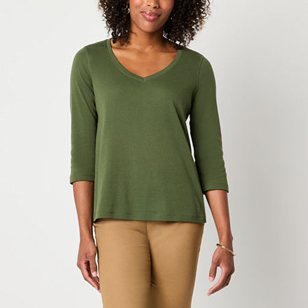 Click here for St. Johns Bay Womens Easy-on + Easy-off V Neck 3/4... prices