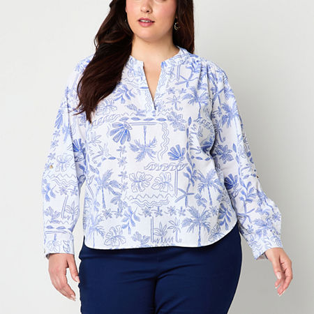 Click here for St. Johns Bay Womens Plus Split Crew Neck Long Sle... prices