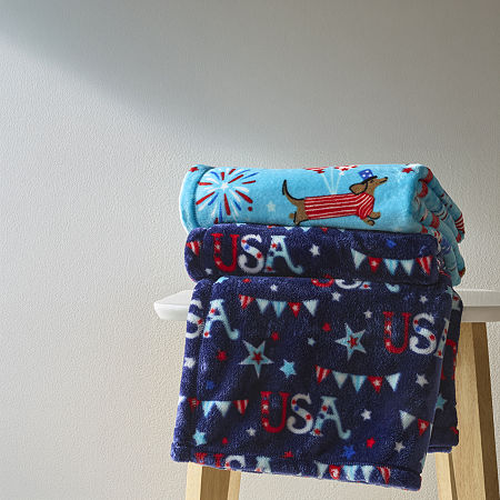 Click here for Home Expressions Velvet Plush Americana Print 50x6... prices