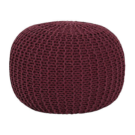 Click here for Urban Shop Round Knit Pouf Ottoman  One Size  Red prices