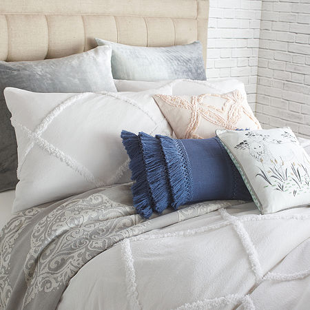 Click here for CHF Chenille Lattice Duvet Cover  One Size  White prices