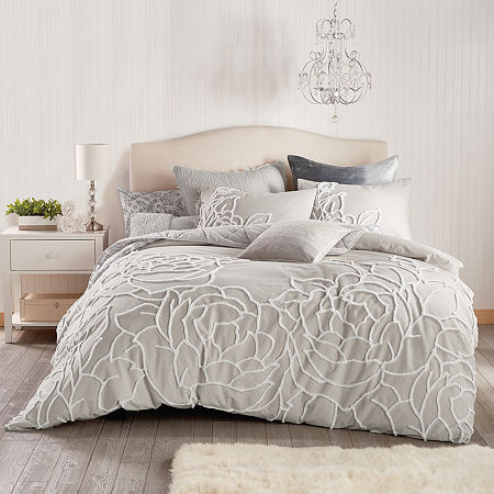 Peri Home Chenille Rose 3-Pc. Duvet Cover Set  King - Gray