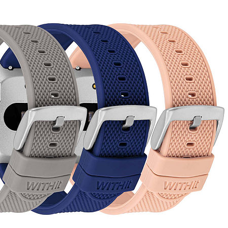 WITHit Smooth Silicone Band 3-Pack designed for Fitbit Versa  Versa 2 and Versa Lite - Gray  Light Pink  Blue