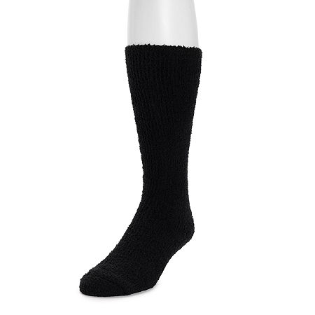 Muk Luks Mens Micro Chenille Knee High Socks - Black
