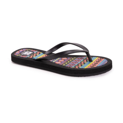 Muk Luks Womens Flip-Flops, Color: Black Multi - JCPenney
