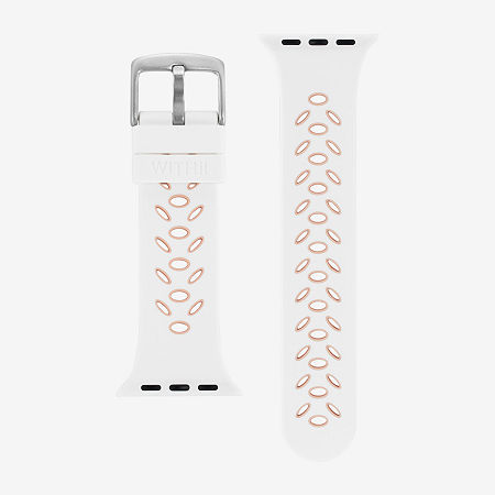 WITHit White and Pink Silicone Sport Band designed for Apple Watch 42mm (Series 1-3 only) & 44/45/46/49mm (Ultra & Ultra 2) - White  Pink