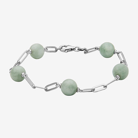 Click here for Womens Genuine Green Jade Sterling Silver Strand B... prices