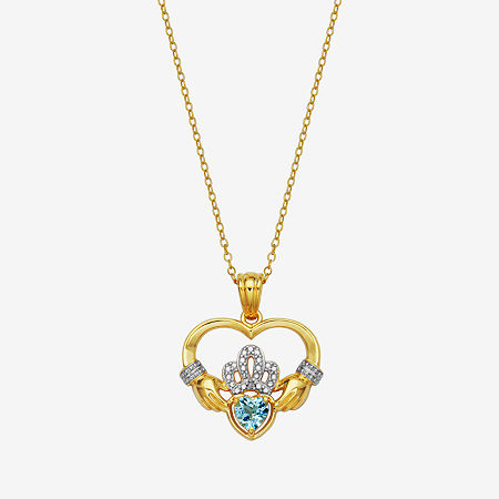 Click here for Heart-Shaped Genuine Aquamarine and Diamond-Accent... prices