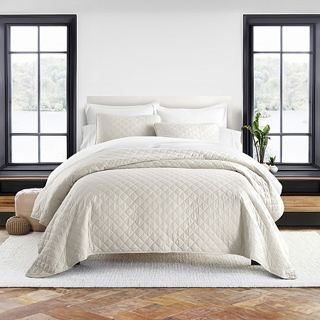ienjoy Home Diamond Stitch 3-Pc. Lightweight Quilt Set  Full/Queen - Natural