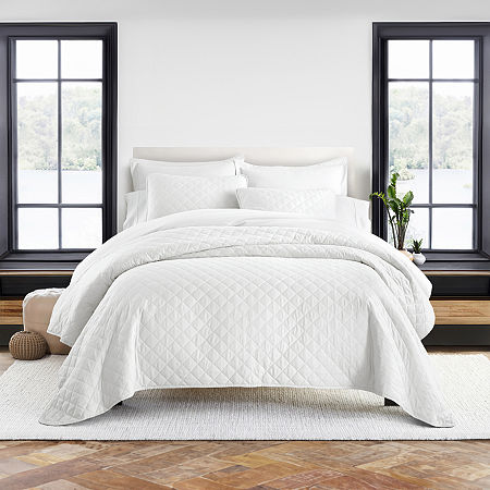 ienjoy Home Diamond Stitch 3-Pc. Lightweight Quilt Set  Full/Queen - White
