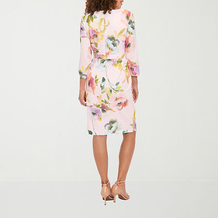 Click here for London Times Womens 3/4 Sleeve Midi Floral Sheath... prices