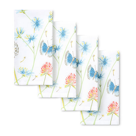 Fiesta Breezy Floral Napkin 19 x 19  Set of 4 - White/Blue/Pink