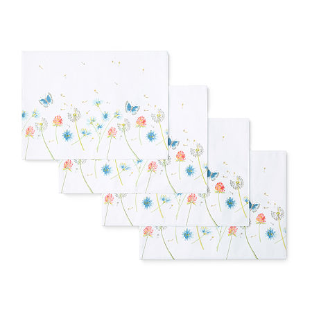 Fiesta Breezy Floral Placemat 13 x 18  Set of 4 - White/Blue/Pink