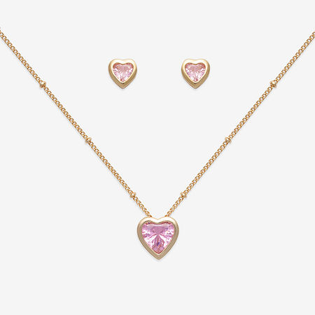 Click here for Mixit Womens Pink Cubic Zirconia Heart Hypoallerge... prices