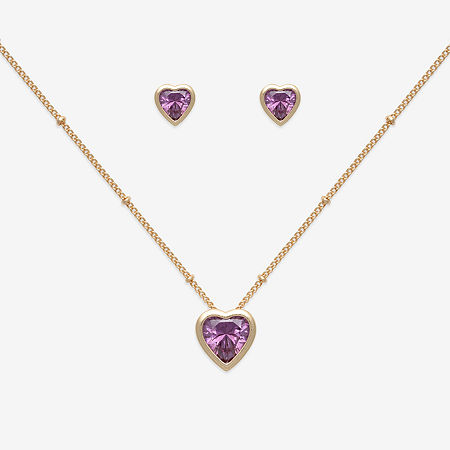 Click here for Mixit Womens Purple Cubic Zirconia Heart Hypoaller... prices