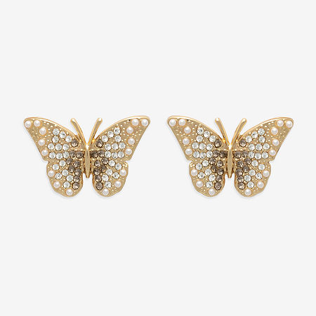 Click here for Mixit Glass 26.4mm Butterfly Stud Earrings  One Si... prices