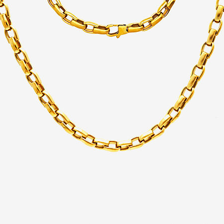 Click here for Mens 14K Gold Over Stainless Steel 24 Inch Link Ch... prices