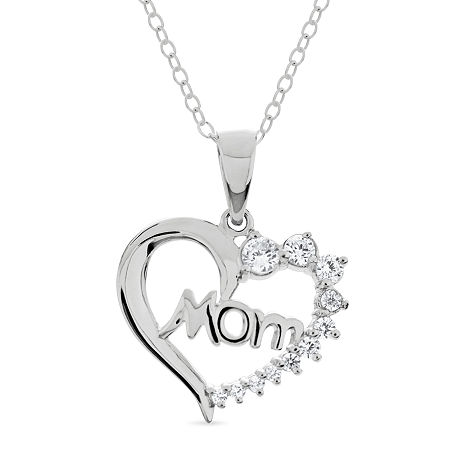 Click here for Mom Womens 7/8 CT. T.W. White Cubic Zirconia Sterl... prices
