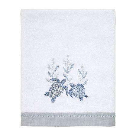 Avanti Caicos Sea Turtles Cotton Bath Towel  27 x 52 - Optic White