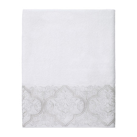 Avanti Scottsdale Scroll Border Cotton Washcloth  13 x 13 - White
