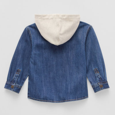 Okie Dokie Boys Denim Hooded Lightweight Varsity Jacket, Color: Jason ...