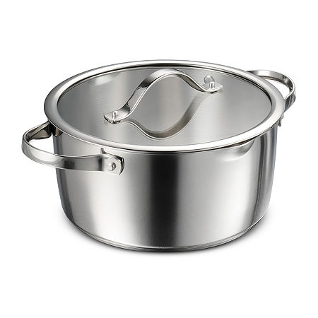 Tramontina Tempo Tri-Ply Base Stainless Steel 5-Quart Dutch Oven Pot with Glass Lid - Silver