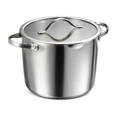 Tramontina Tempo Tri-Ply Base Stainless Steel 8-Quart Stock Pot with Glass Lid - Silver