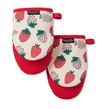 Sur La Table Fruit-Inspired Cotton Mini Oven Mitt Set  8 x 5.5 - Pink/Green/Cream