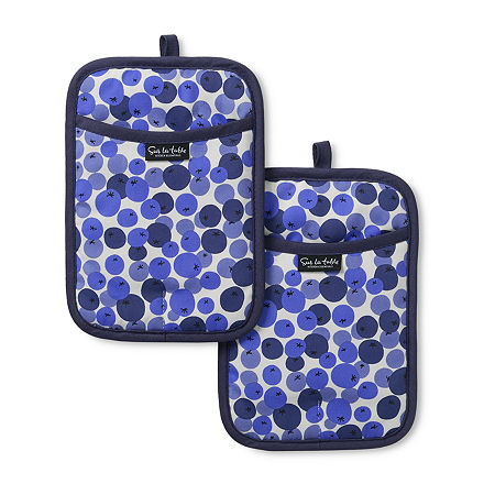 Sur La Table Fruit-Inspired Cotton Pot Holder Set  10 x 7 - Blue/White
