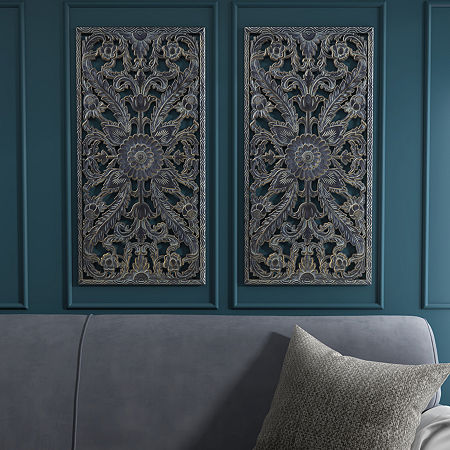 Click here for Madison Park Botanical Distressed Carved Wood 2-pc... prices