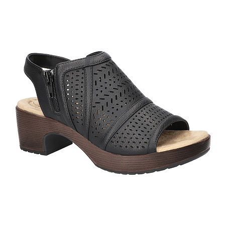 Easy Street Womens Evan Open Toe Platform Sandals - Black