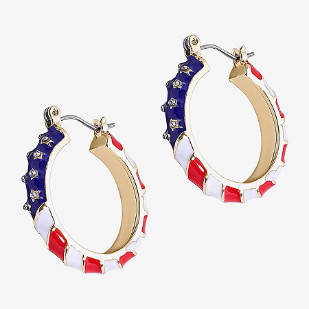 Click here for Mixit American Flag Womens 1 Inch Star Hoop Earrin... prices