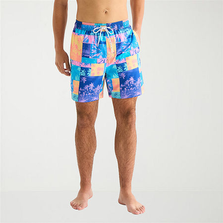 Click here for Arizona Mens Patchwork Swim Shorts  Medium  Blue prices
