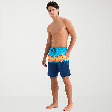 Burnside Mens Drawstring Waist Striped Swim Shorts  Medium  Blue