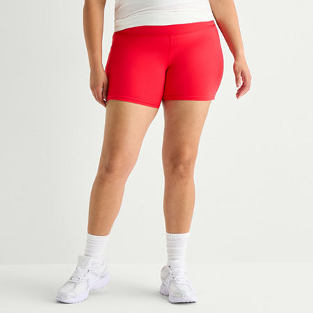 Xersion EverUltra Womens 6 High Rise Plus Stretch Fabric Quick Dry Bike Short  3x  Red