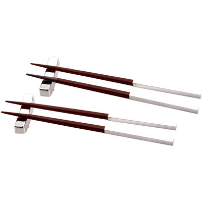 Natico Wood/Polished Metal Chopstick Set, Color: Multi - JCPenney