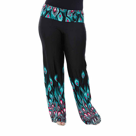 Click here for Plus Size White Mark Printed Palazzo Pants-Peacock prices