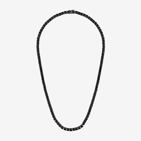 Click here for Mens Black Spinel Sterling Silver 22 Inch Tennis N... prices