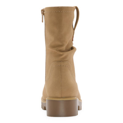 St. John's Bay Womens Gene Block Heel Slouch Boots, Color: Tan - JCPenney