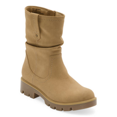 St. John's Bay Womens Gene Block Heel Slouch Boots, Color: Tan - JCPenney